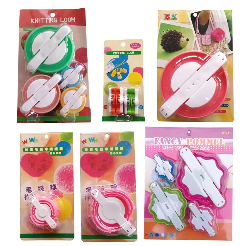 QZLKNIT-Different-Sizes-Round-Pom-pom-Maker-DIY-Plastic-Fluff-Ball-Tool ...