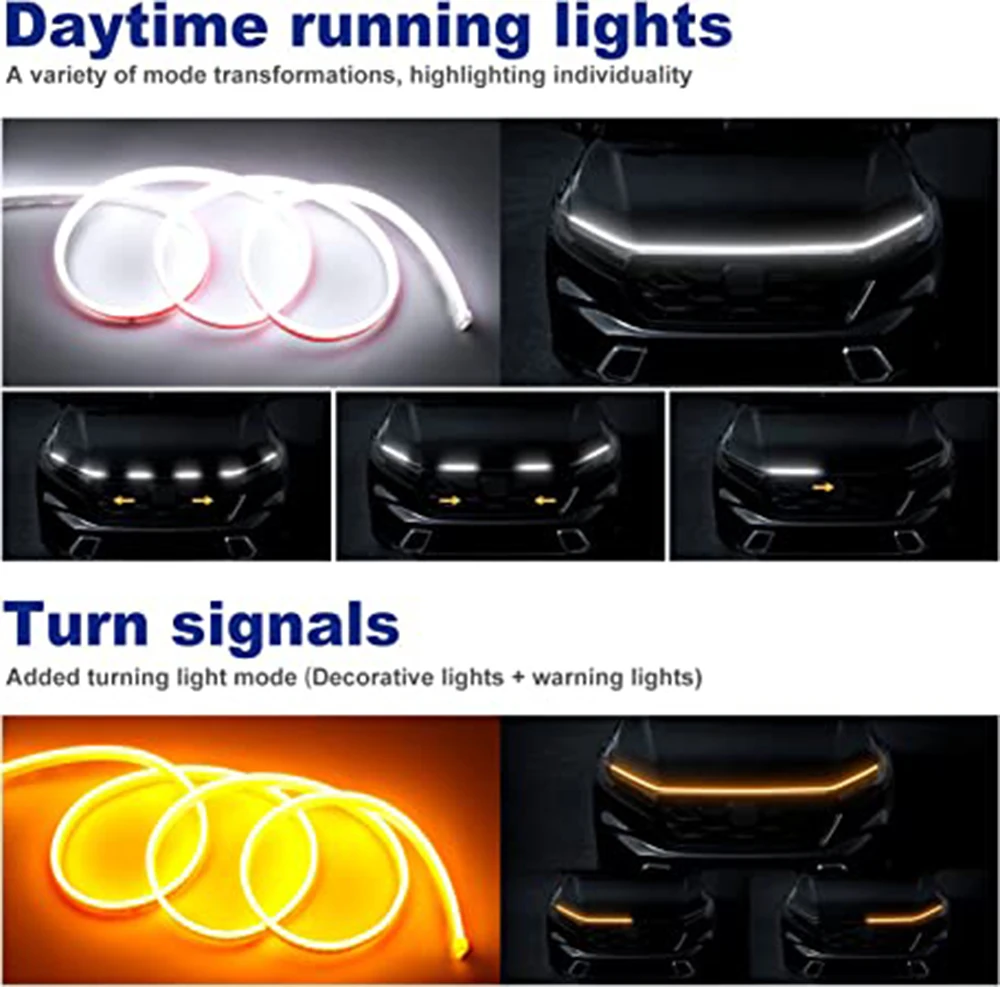 Car Hood Led Strip Light 2-Pack Car DRL LED Strip Daytime Running ...