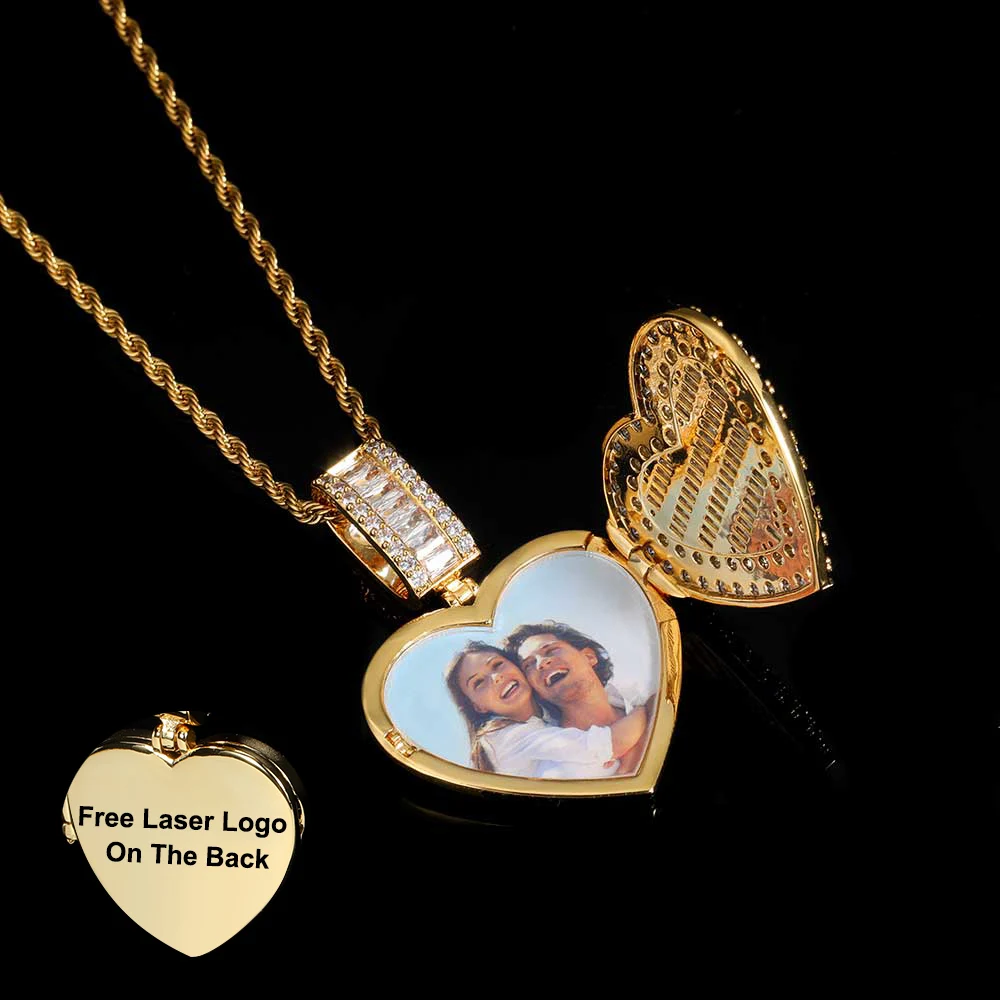 Custom-Flip-Heart-Picture-Charms-Pendant-Necklace-Full-Diamond-Hip-Hop ...
