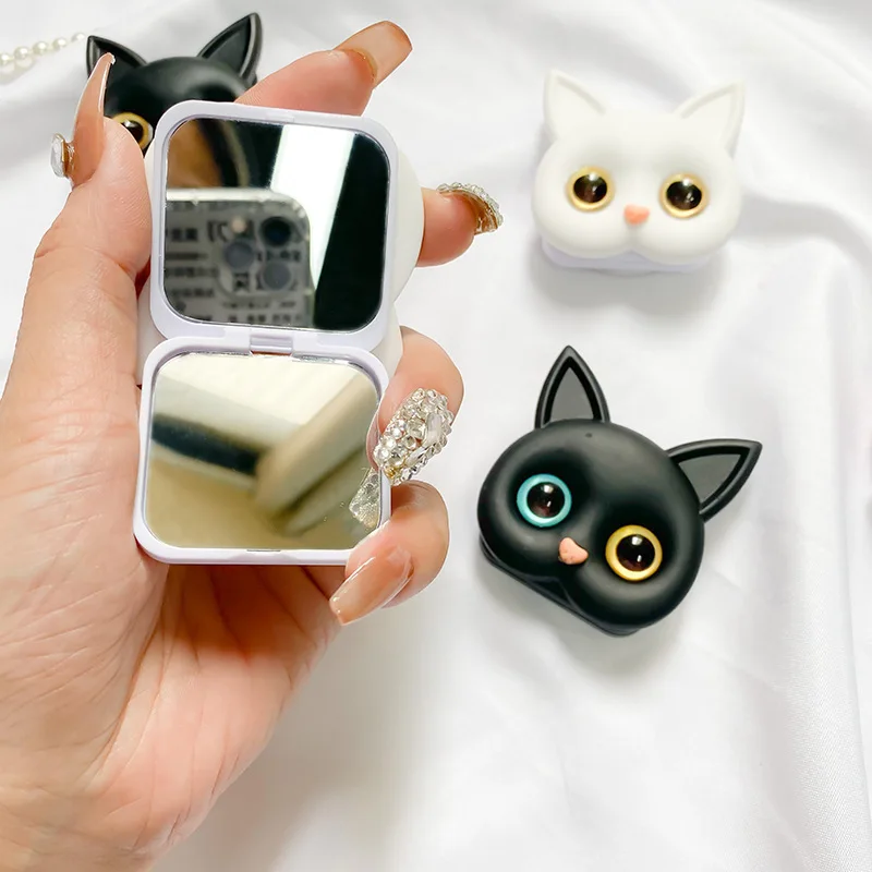 Portable 3D Cat Phone Stand Cute Vanity Mirror Ring Mobile Holder For ...