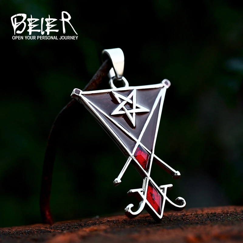 Beier-Stainless-Steel-Classic-Satan-Evil-Pentagram-Pendant-Necklace ...