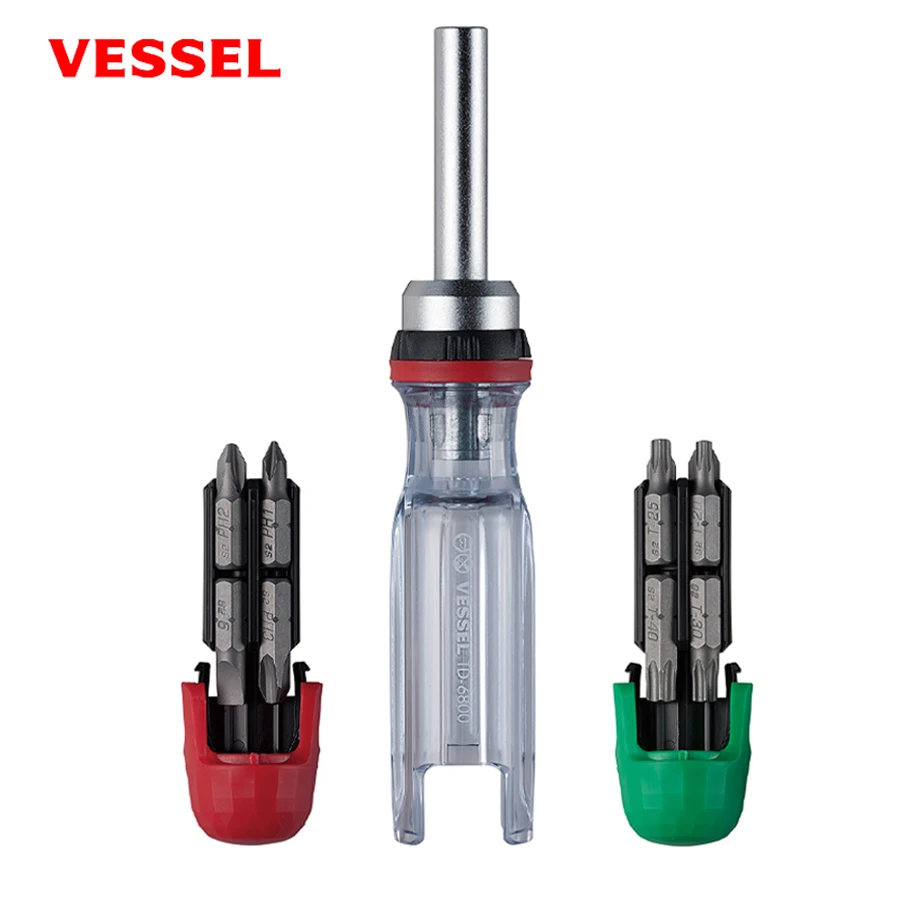 VESSEL-Ratchet-Screwdriver-Set-with-8-Bits-16-Bits-Storage-Inside-the ...