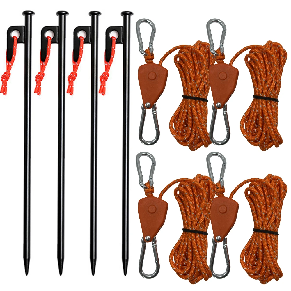 4Pcs-4m-Camping-Rope-Tent-Adjustable-Rope-4PcsTent-Pegs-Ground-Nails ...