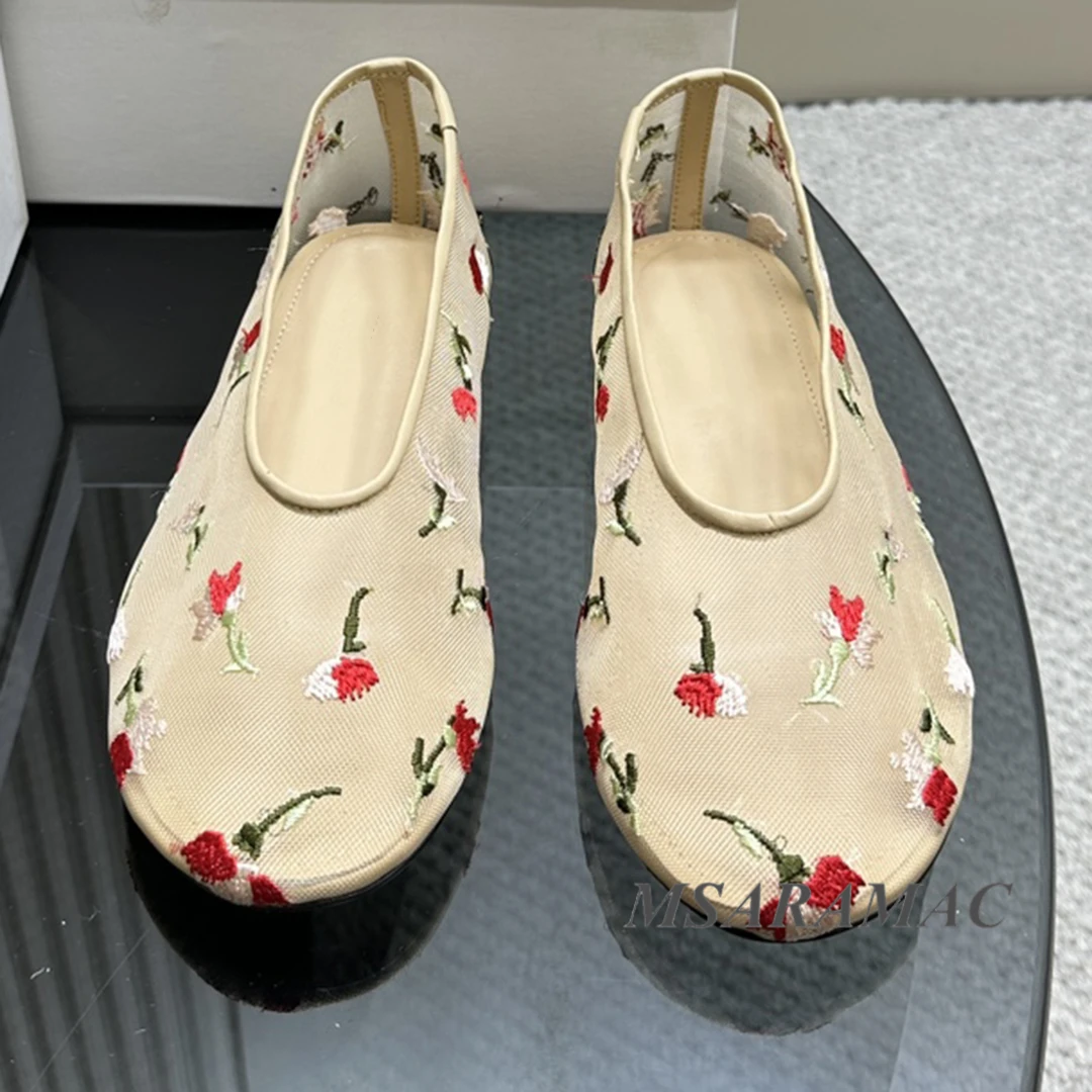 Summer-Lace-Mesh-Rose-Embroidered-Ballet-Flats-Real-Leather-Round-Toe ...