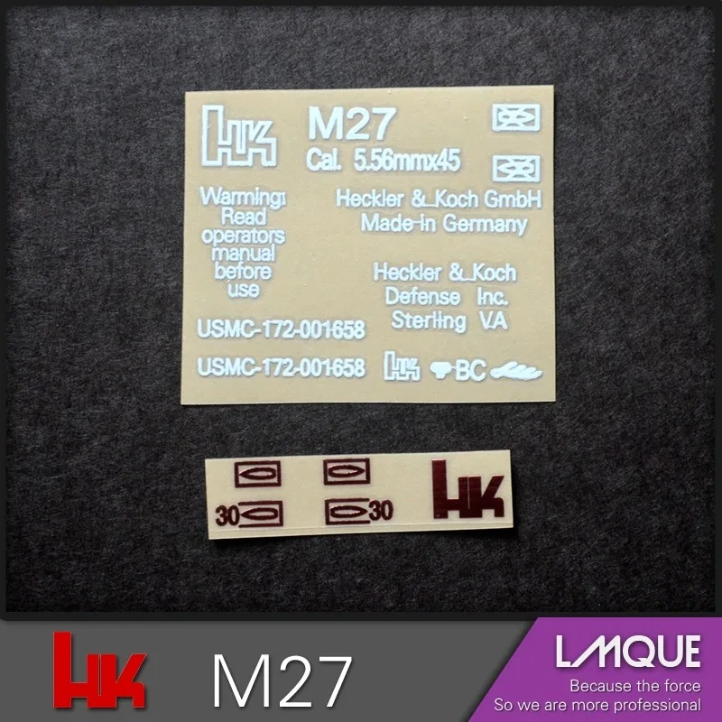 HK-M27-IAR-Metal-Sticker-DIY-decoraci-n-MK18-nuevo-Weill-G36-Jinming-M4 ...