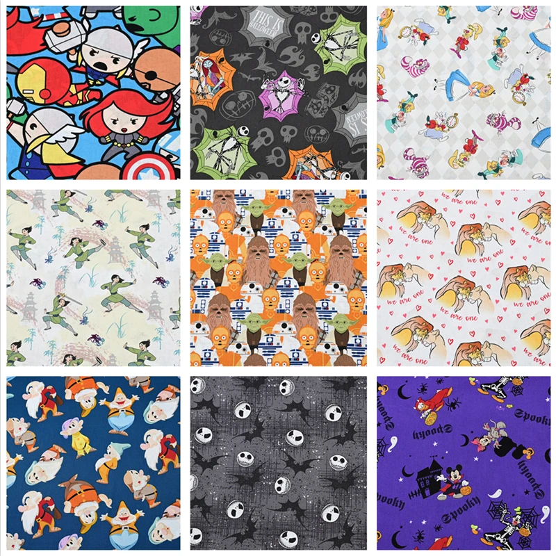 SALE Cartoon Disney Print Cotton Fabric for Sewing Patchwork Handmade ...