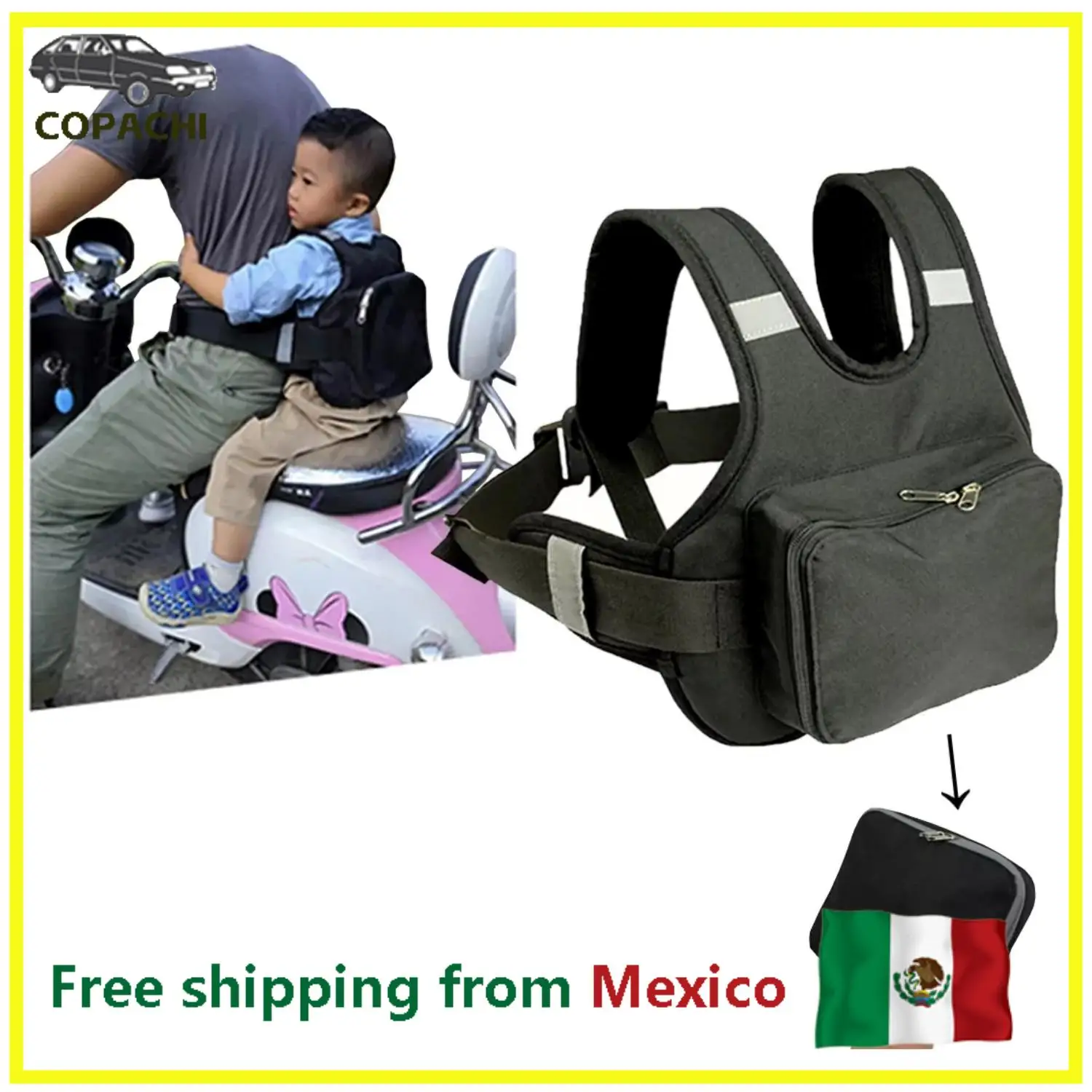 Universal Motorcycle Safety Belt for Kids Child with Storage Bag Rear ...