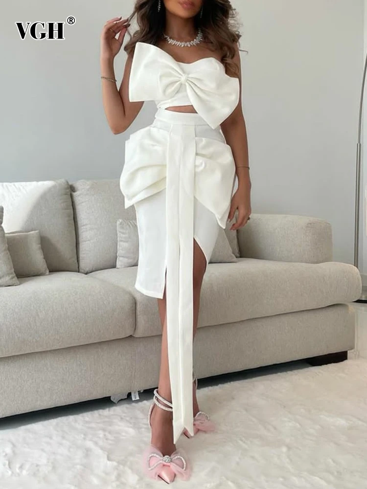 VGH-Strapless-Slim-Solid-Sets-For-Women-Sleeveless-High-Waist-Patchwork ...