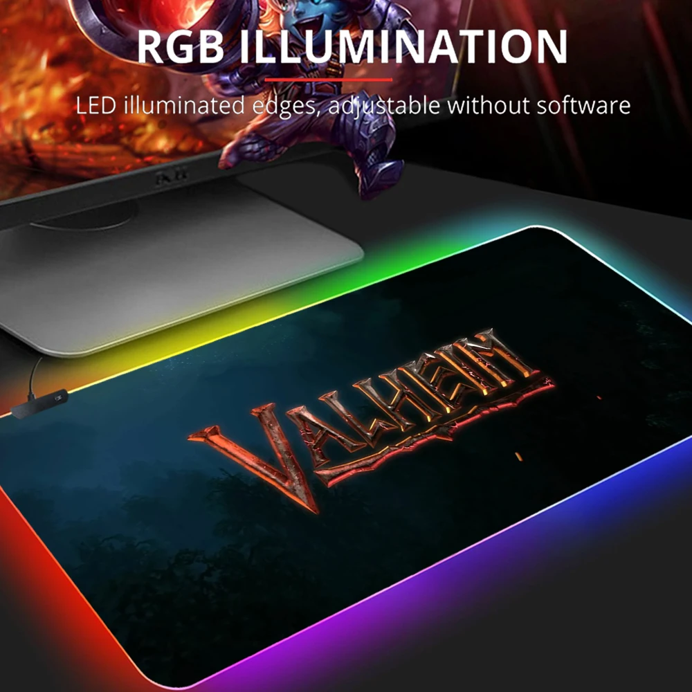 Valheim RGB Mouse Pad Pad oyun klavyesi Mousepad büyük genişletilmiş ...