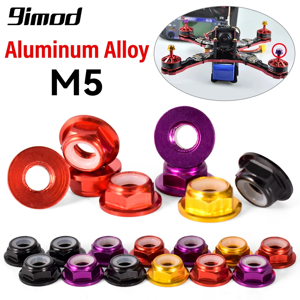 12pcs-M5-Motor-Screw-Nuts-Aluminum-Alloy-CW-CCW-Flange-Nylon-Insert ...