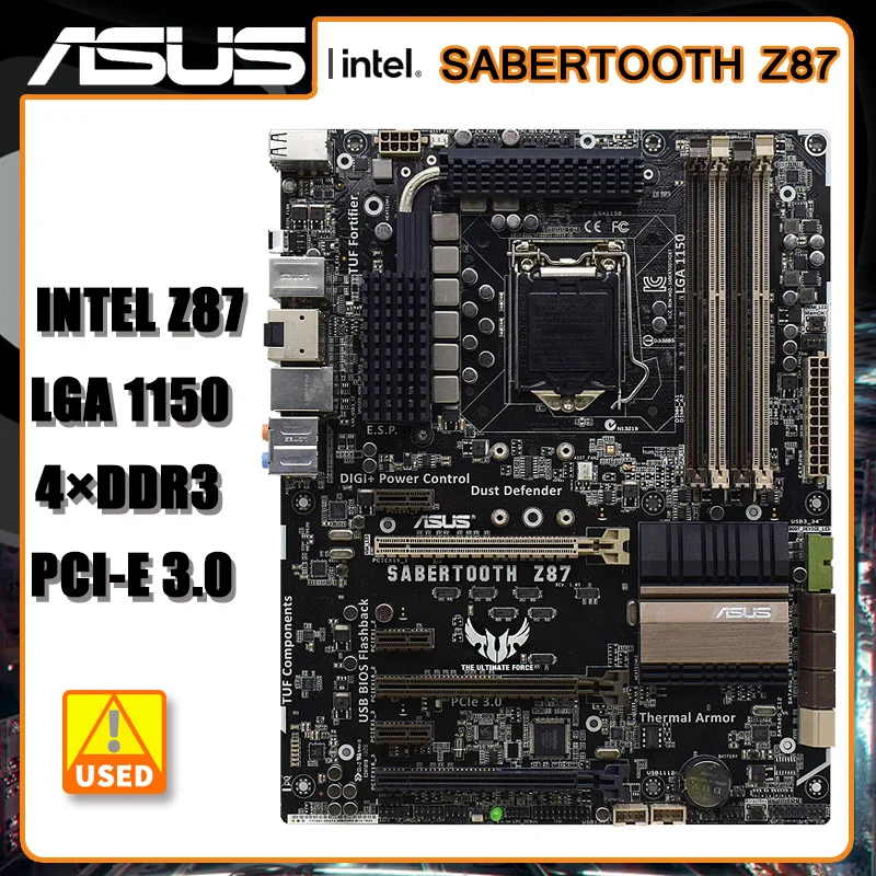 LGA 1150 Motherboard Asus SABERTOOTH Z87 Motherboard LGA 1150 DDR3 ...