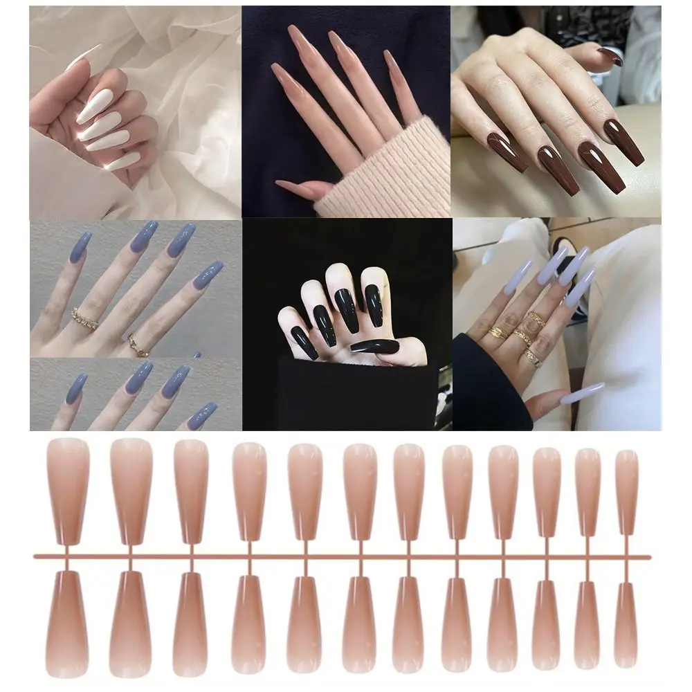 24Pcs-Detachable-Solid-Color-Fake-Nails-Full-Cover-Wearable-Press-on ...