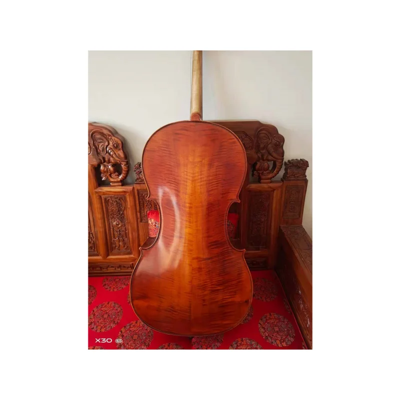 Hand made cello 4/4, ,solid wood flame maple back, ribs and neck ...
