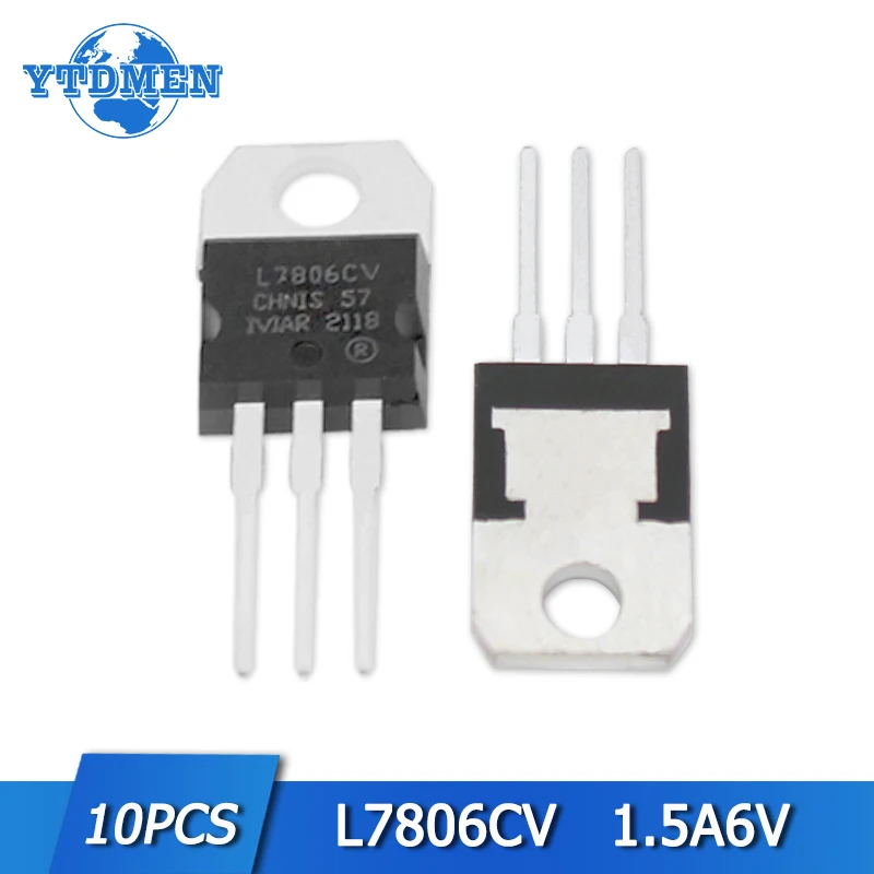 10PCS-L7806CV-TO-220-Voltage-Regulator-IC-1-5A-6V-Positive-Voltage ...