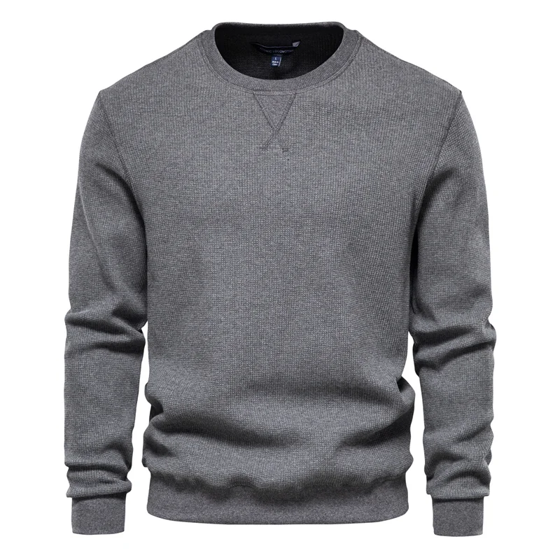 AIOPESON Cotton O neck Sweatshirts Men Casual Solid Color Pullover ...