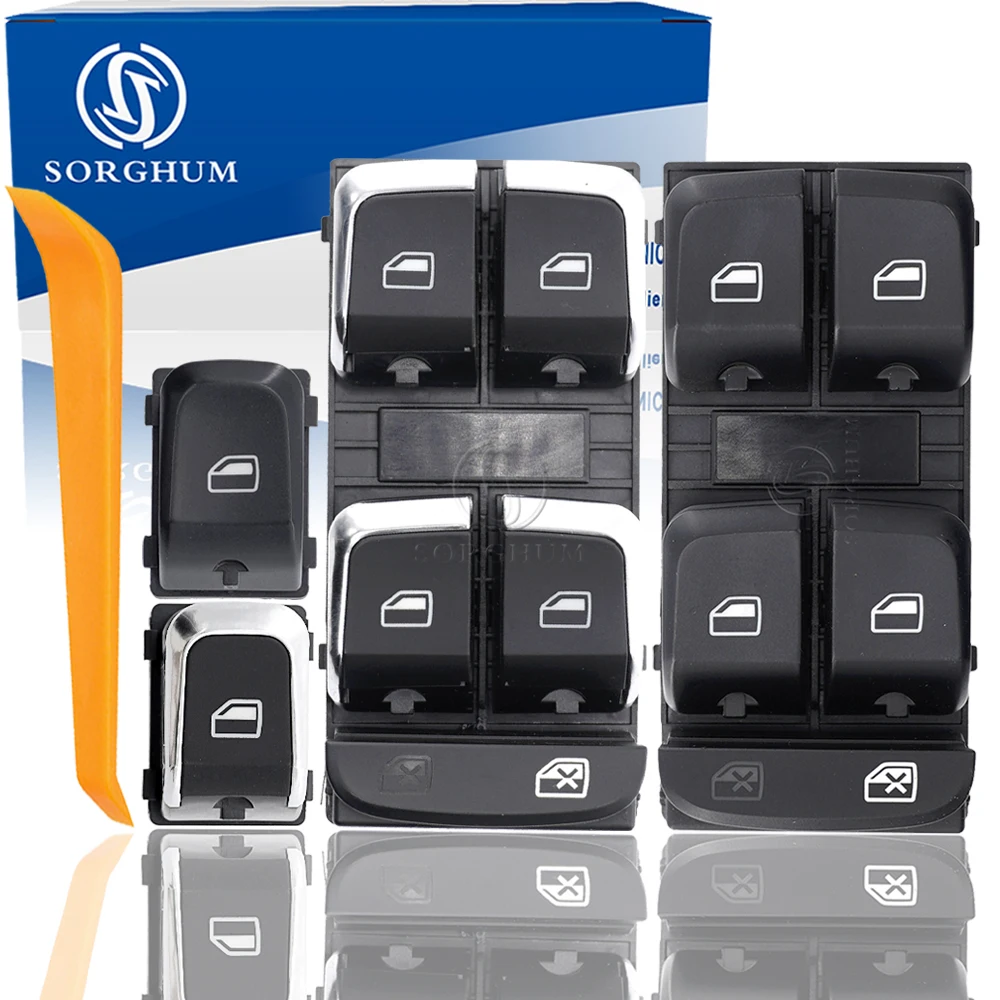 SORGHUM 8KD959851 8KD959855 Chrome Master Window Switch Sinle Button ...