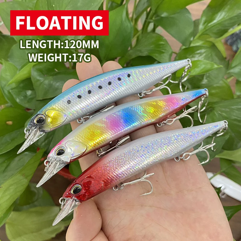 Floating-Minnow-Lures-120mm-17g-Artificial-Bait-Trout-Bass-Carp-Fishing ...