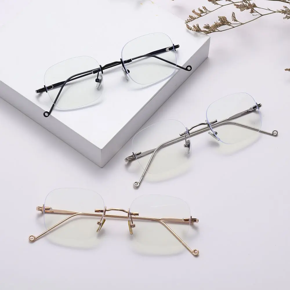 Vintage-Square-Glasses-Gift-Metal-Frameless-Eyewear-Clear-Eyeglasses ...