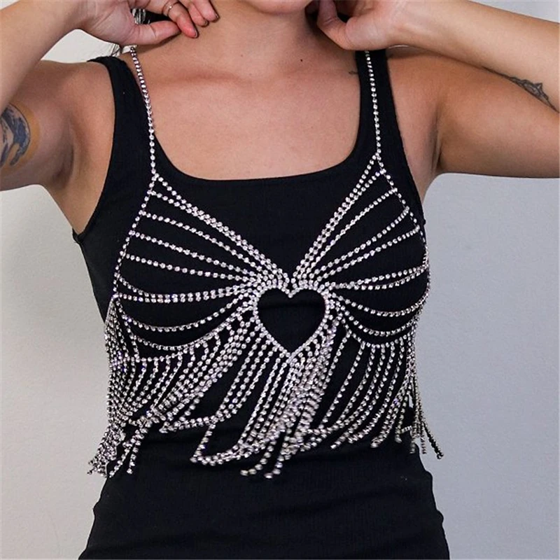 Rhinestone Chest Chain | Rhinestone Jewelry | Crystal Bra Top ...
