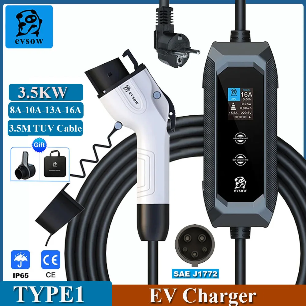 Evsow-3-5KW-16A-EV-Charger-Type1-Portable-Electric-Car-Charger-1Phase ...