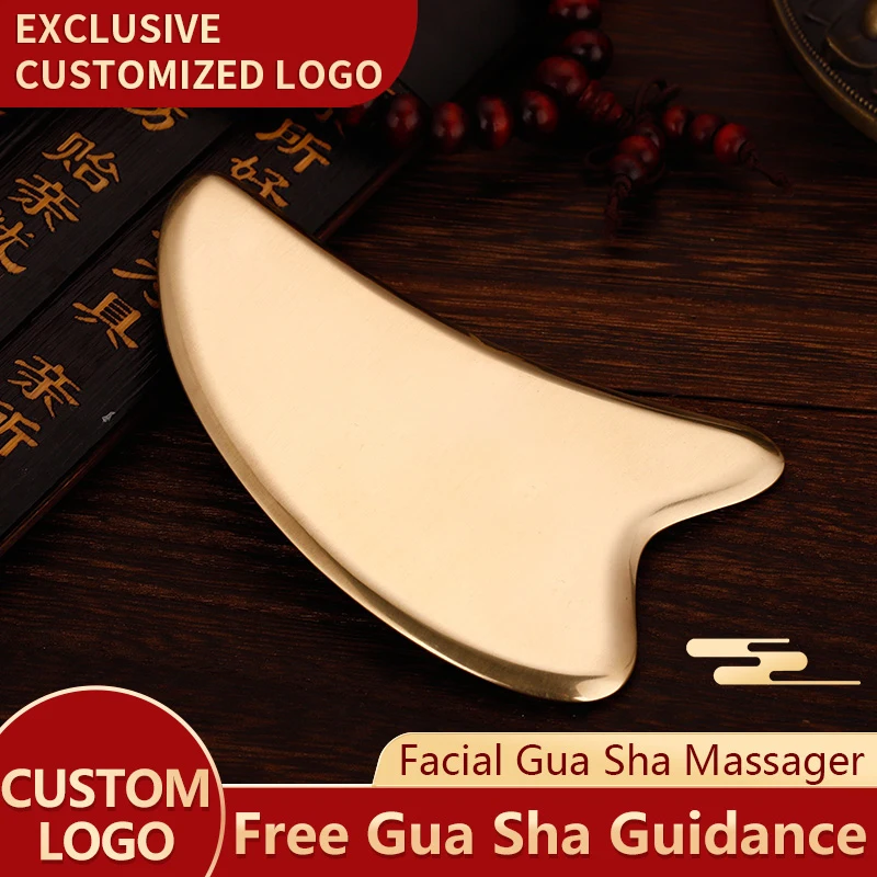 Free custom logo Guasha Massage Face Massag Gua Sha Imitation copper ...