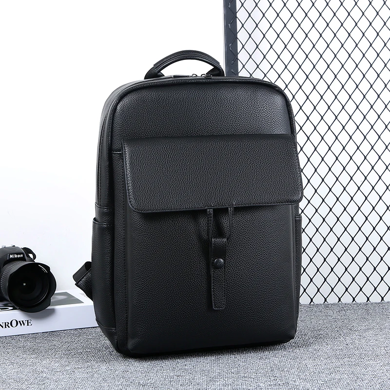 Solid-Color-PU-Zipper-Versatile-Large-Capacity-Business-Backpack ...
