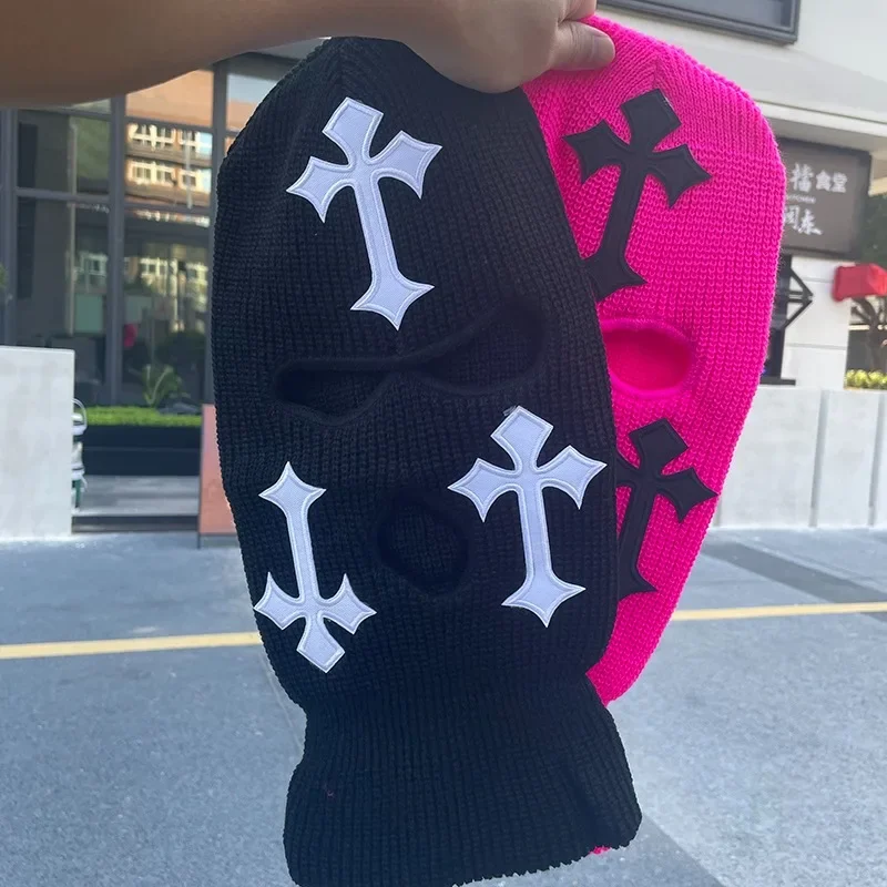 New-Cross-Embroidery-Three-hole-Balaclava-Knit-Hat-Army-Tactical-CS ...