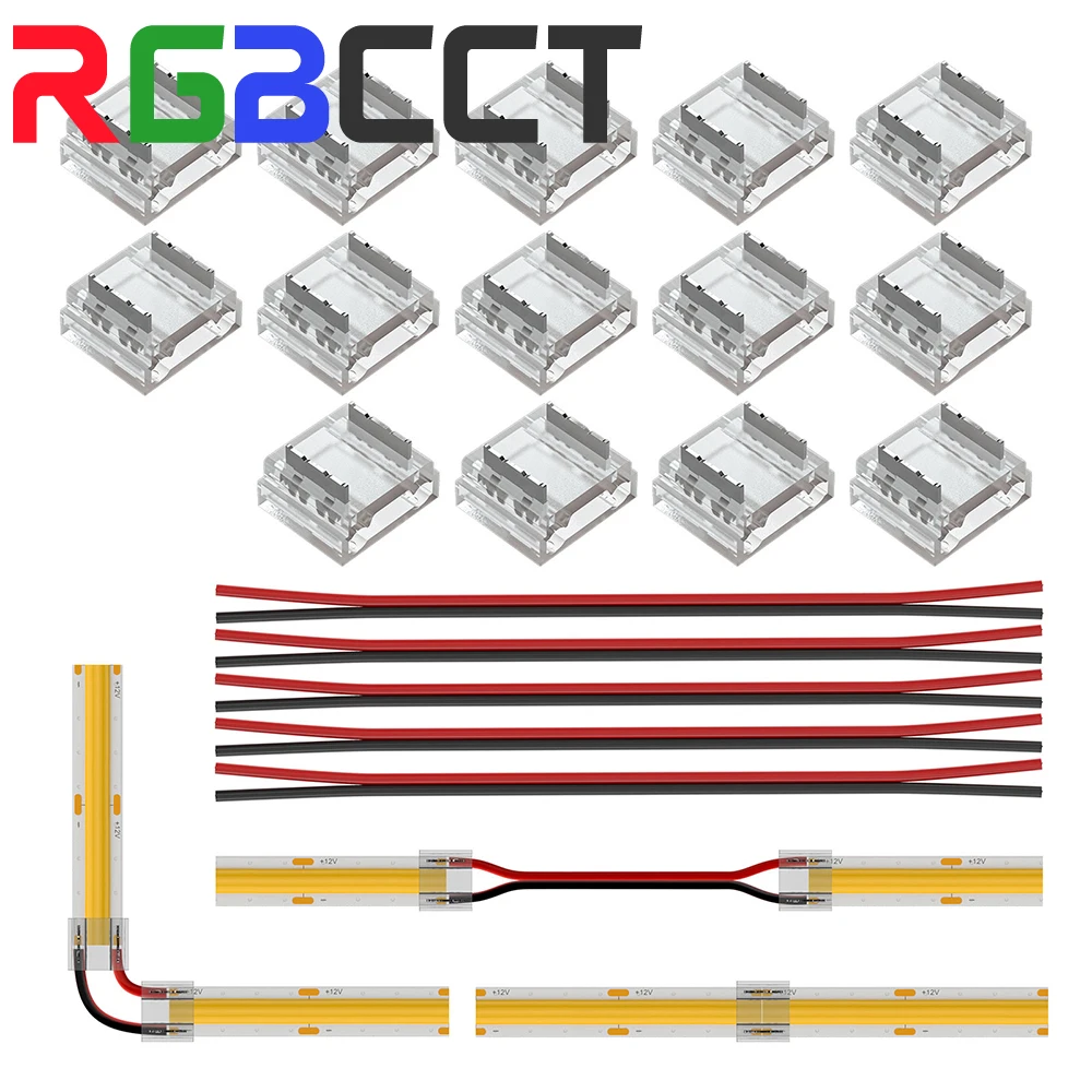 12pcs Transparent Connector for FCOB DIM CCT RGB WS2812B WS2811 WS2815 ...