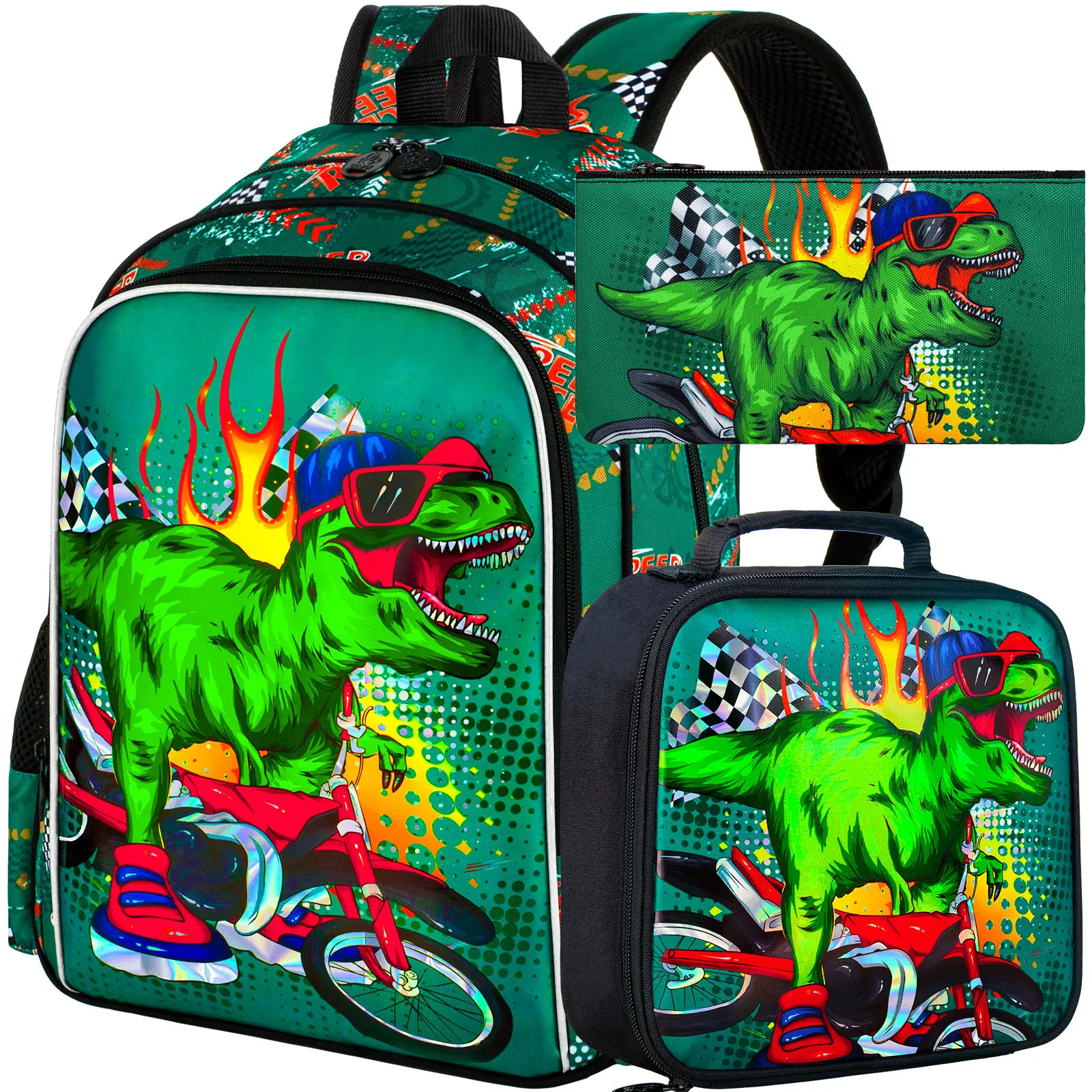 3PCS-Dinosaur-Backpack-3D-Boys-Bookbag-with-Lunch-Box-Kids-Water ...
