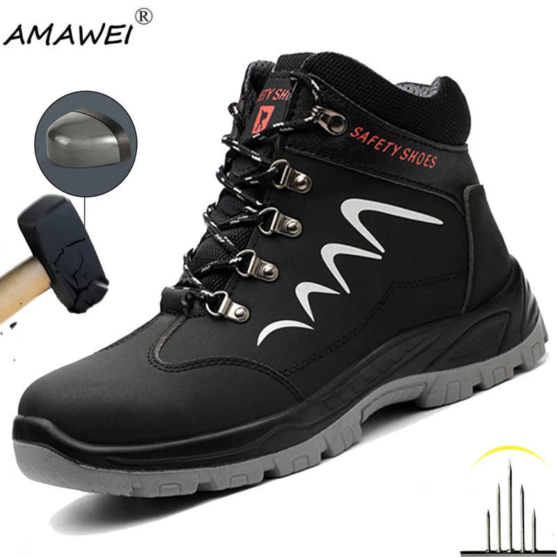 Men Anti-Punctur Steel Toe Safety Work Shoes Anti shock Indestructible ...