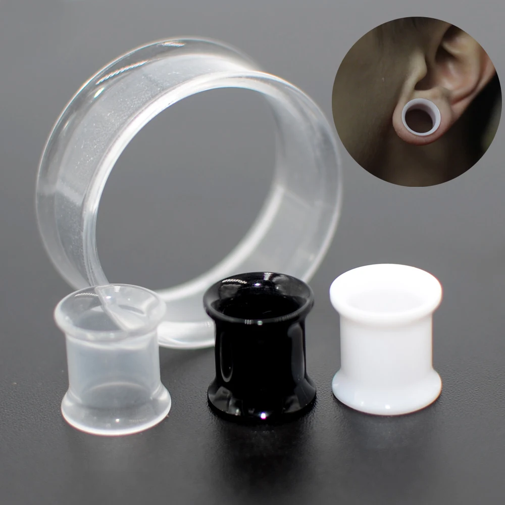 2pcs-Acrylic-White-Black-Transparent-Ear-Tunnel-Plug-Ear-Gauges ...
