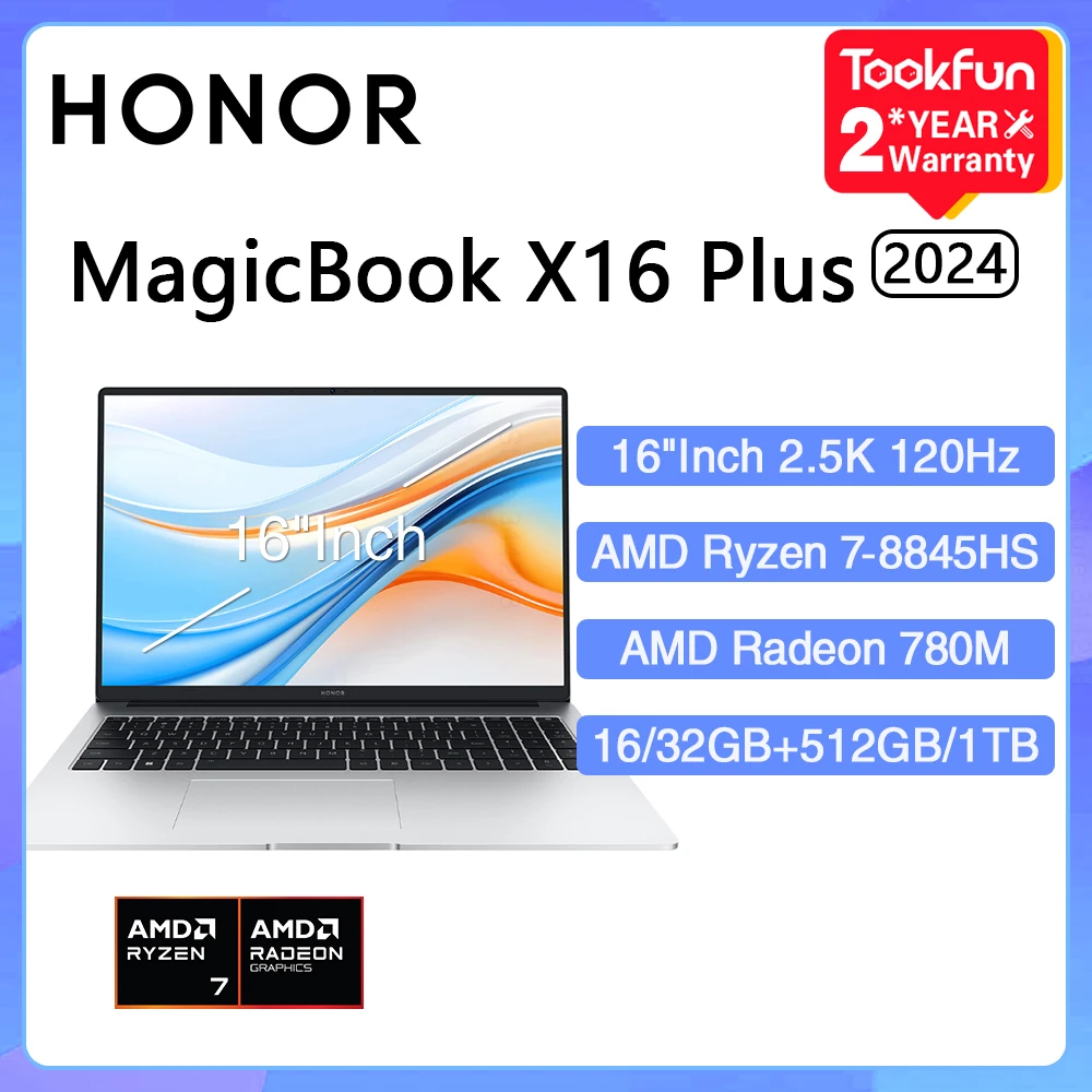 HONOR-MagicBook-X16-Plus-2024-Laptop-AMD-Ryzen-R7-8845HS-16GB-32GB ...