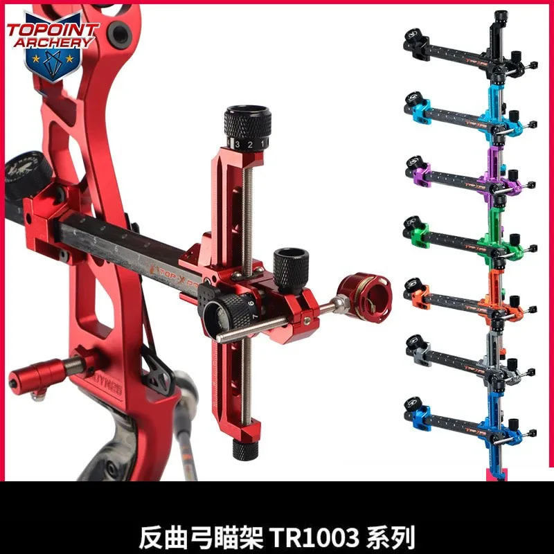 TOPOINT TR1003 Recurve Bow Sight Pin CarbonFiberFrame Adjustable Right ...