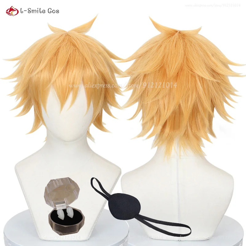 New Anime Denji Cosplay Wig Denji Cosplay Eyes Patch 30cm Short Golden ...