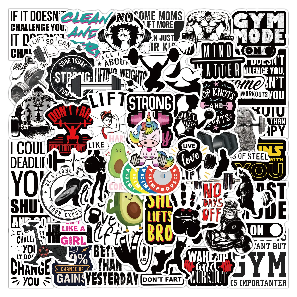 10-30-50pcs-Sheets-Of-Sports-Fitness-Workout-Cartoon-Graffiti-Stickers ...