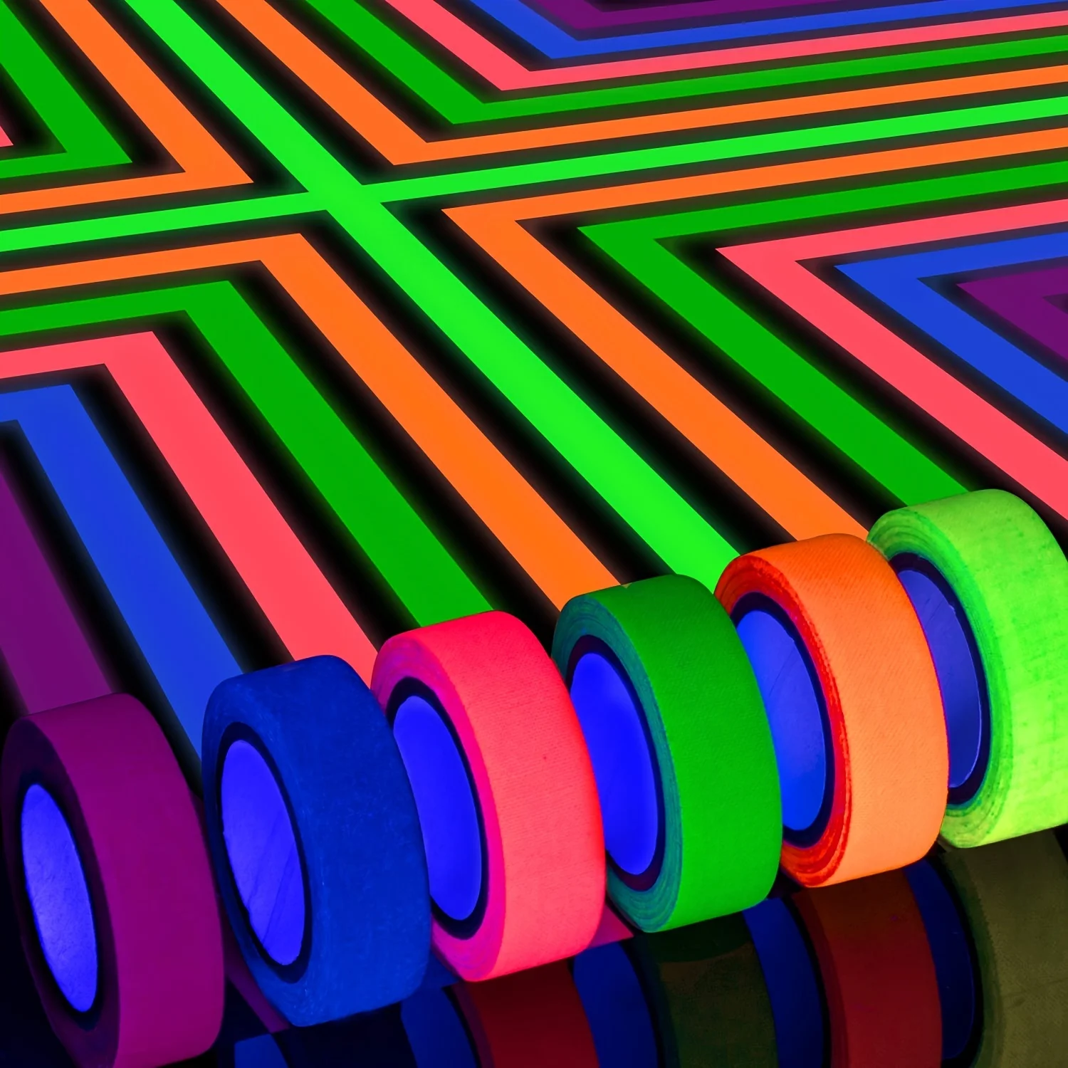 6 Rolls Neon Gaffer Cloth Tape Fluorescent UV Blacklight Glow In The ...