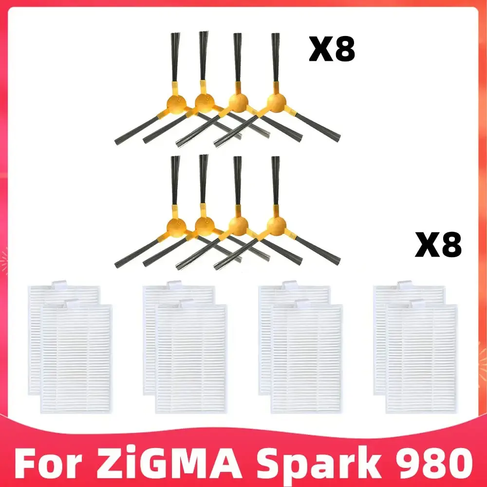 Compatible-for-ZiGMA-Spark-980-Robot-Vacuum-Cleaner-Side-Brush-Hepa-Filter-Spare-Parts ...