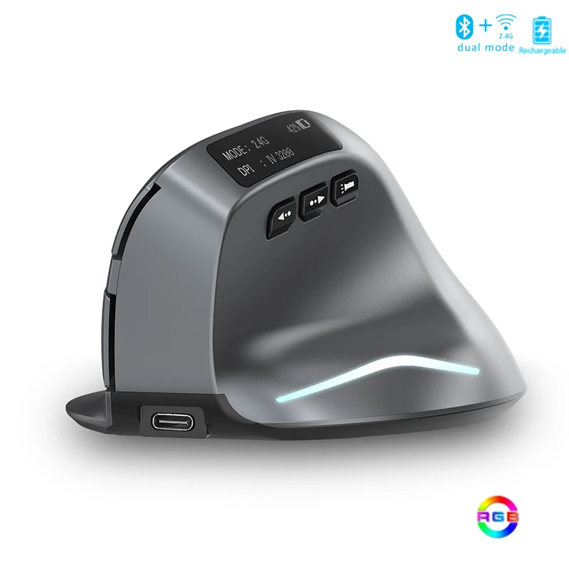 Rato-sem-fio-vertical-de-bluetooth-com-tela-oled-usb-rgb-recarreg-vel ...