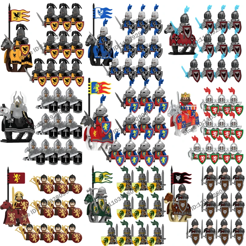 Medieval Knights Figures Warhorse Building Block Orc Lion Heart King ...