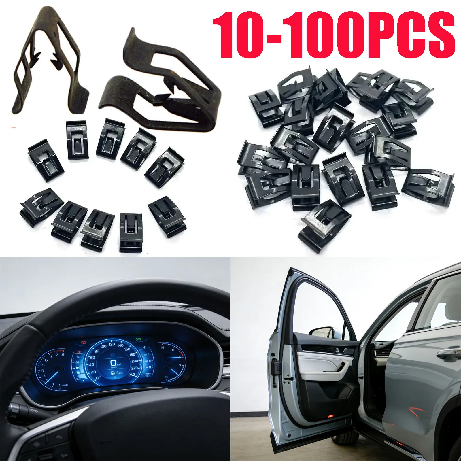 Car Front Console Dash Dashboard Auto Door Trim Metal Retainer Black ...