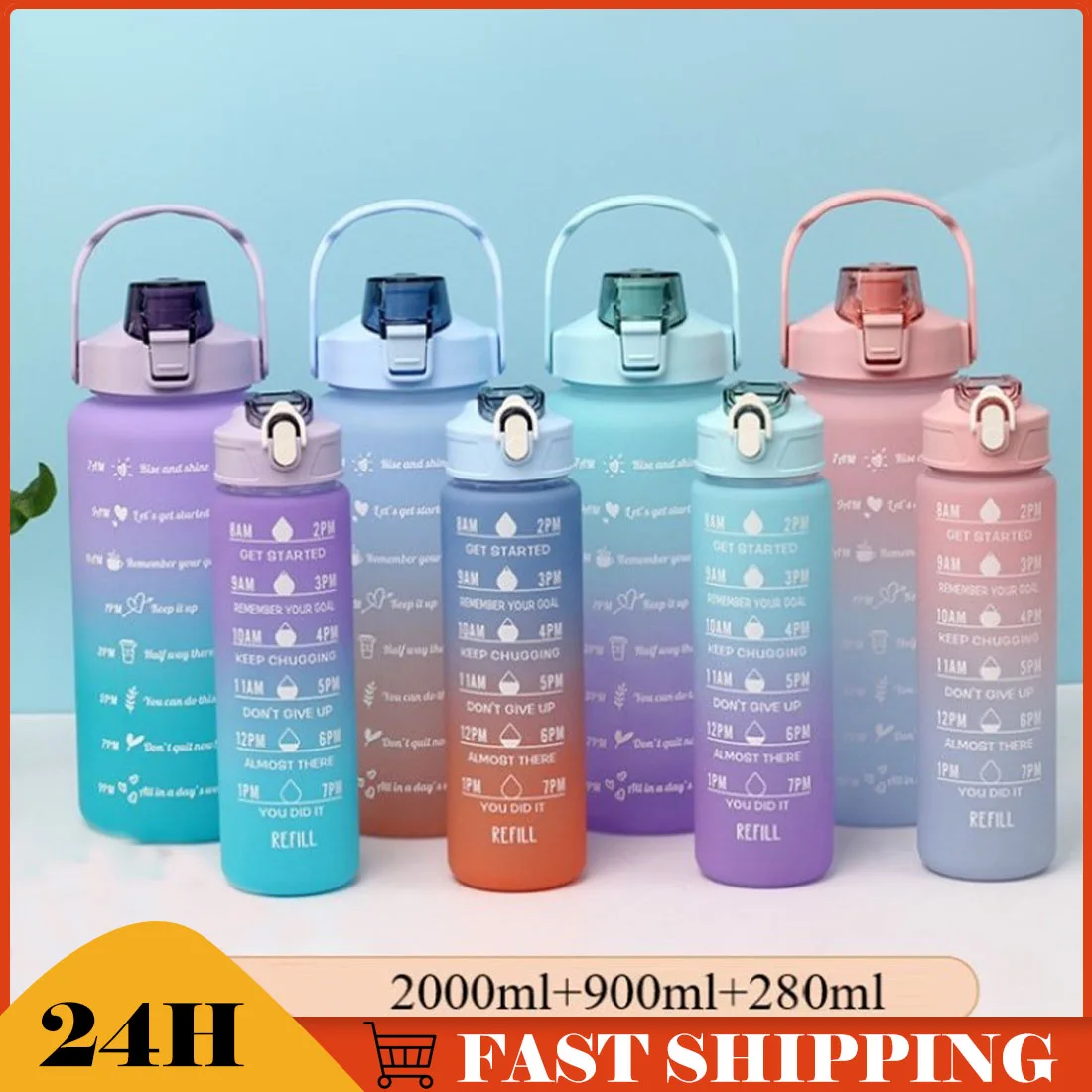 Botella de agua deportiva con pajita para hombre y mujer, Set de 3 botellas de agua para Fitness ...