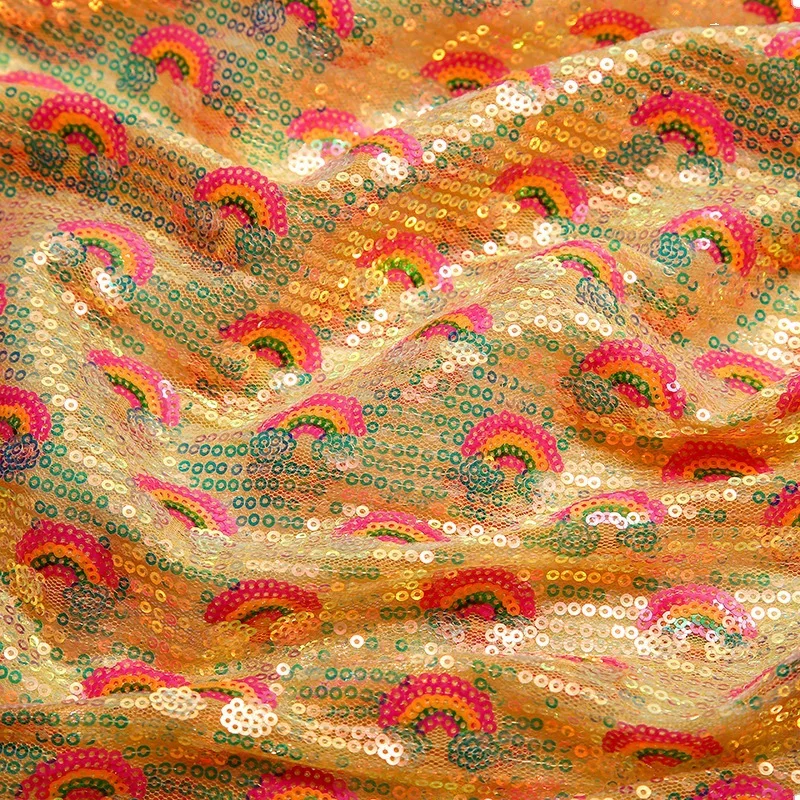 Rainbow Bling Sequins Fabric Fashion Sparkling Skirt Cloth Party ...