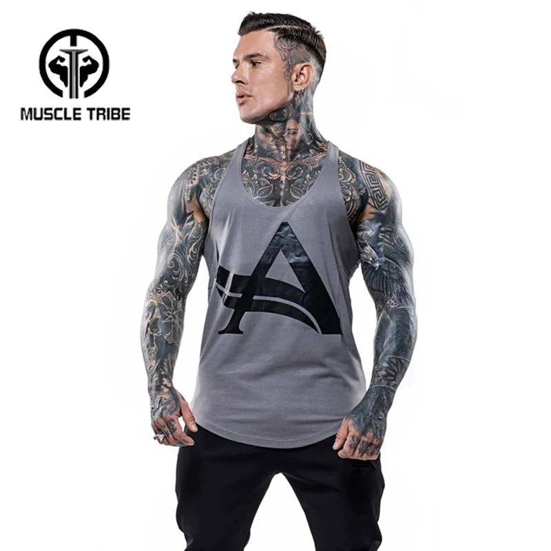 Brand-Vest-Muscle-Fashion-Gym-Mens-Back-Tank-Top-Sleeveless-Stringer ...