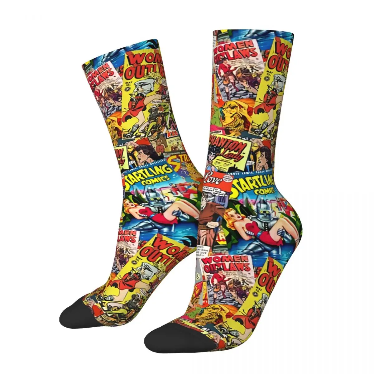 Funny-Crazy-Sock-for-Men-Vintage-Comic-Book-Collage-Hip-Hop-Vintage ...