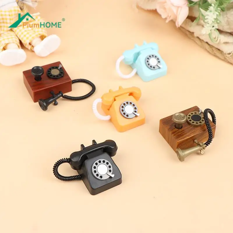 1-12-Doll-House-Furniture-Miniature-Retro-Phone-Vintage-Telephone-Dolls ...