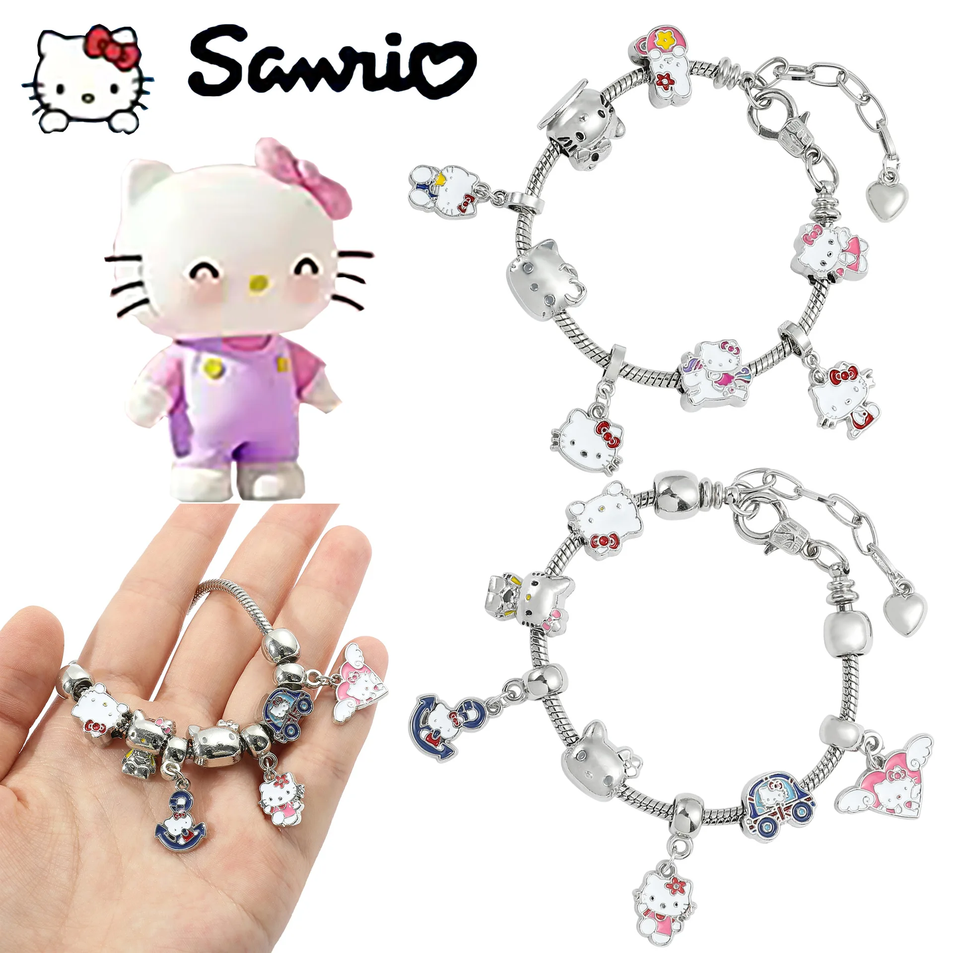 Hello-Kitty-Sanrio-Bracelet-Chain-Women-Silver-Color-Charms-Bracelet ...