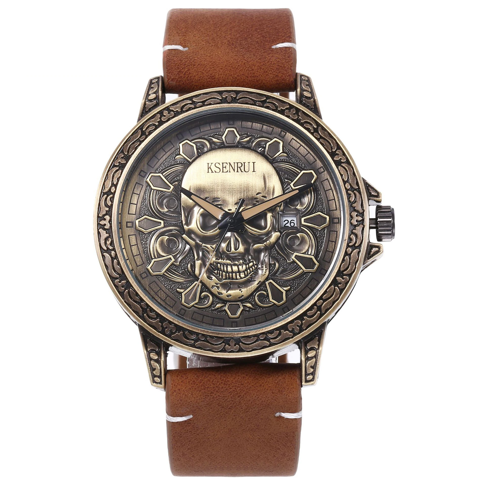 « Seton Skulls – Montres skull homme, cadran gravé, noir, bronze ...