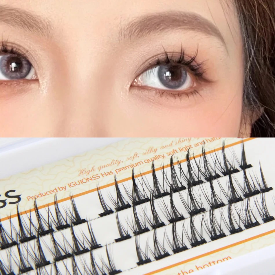 Iguionss Individual Eyelashes Soft Natural Segmented Eyelashes Dramatic ...