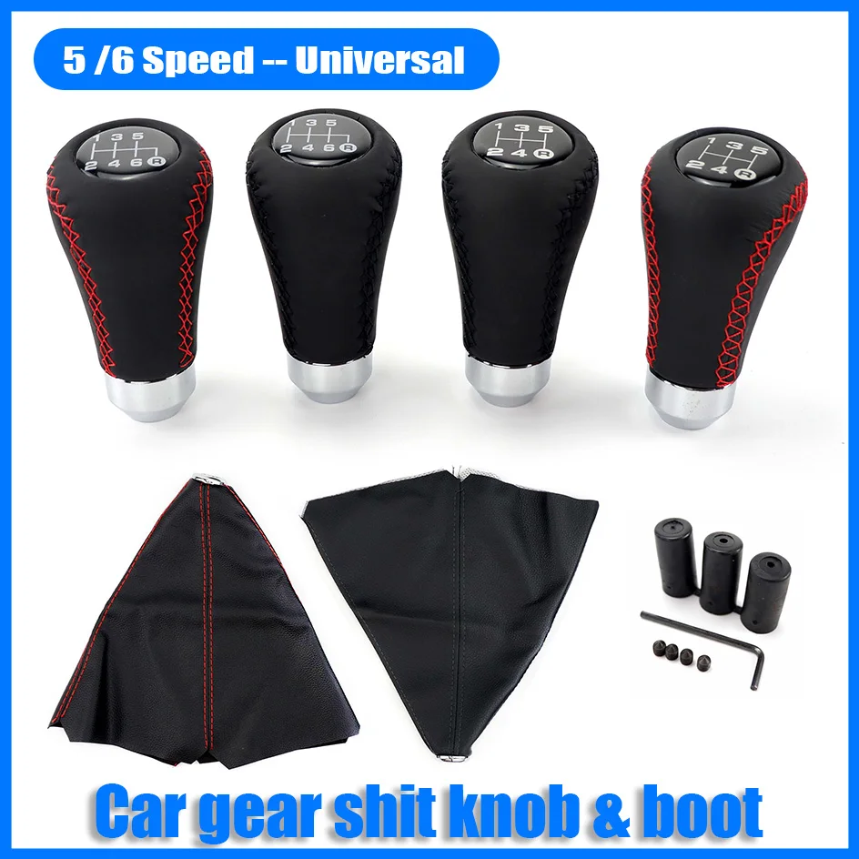 Universal-Car-Gear-Shift-Knob-Gear-Stick-Boot-Set-5-6-Speed-Manual ...