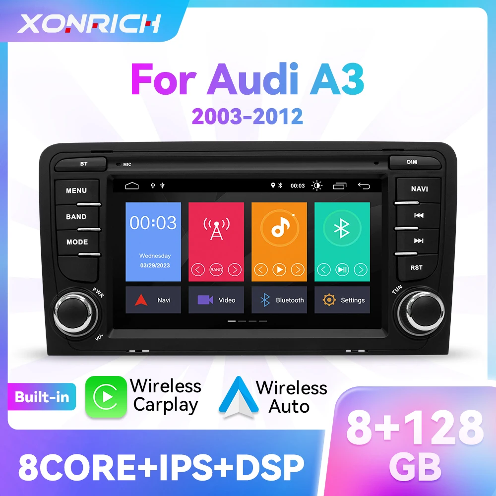 Wireless-Carplay-AI-Voice-2-Din-Android-Auto-Radio-For-Audi-A3-8P-2003 ...
